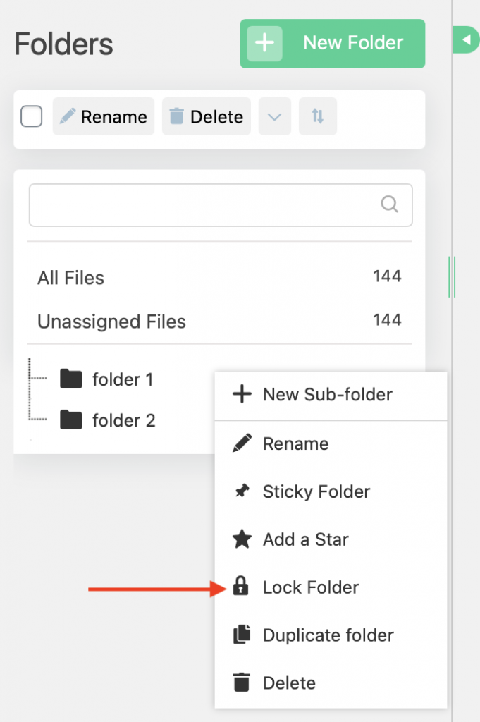 How to lock a folder’s position - Premio