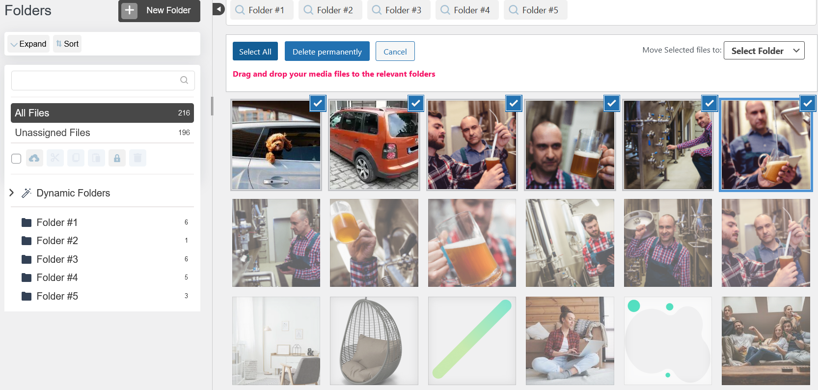 How do I bulk organize the media library files? - Premio